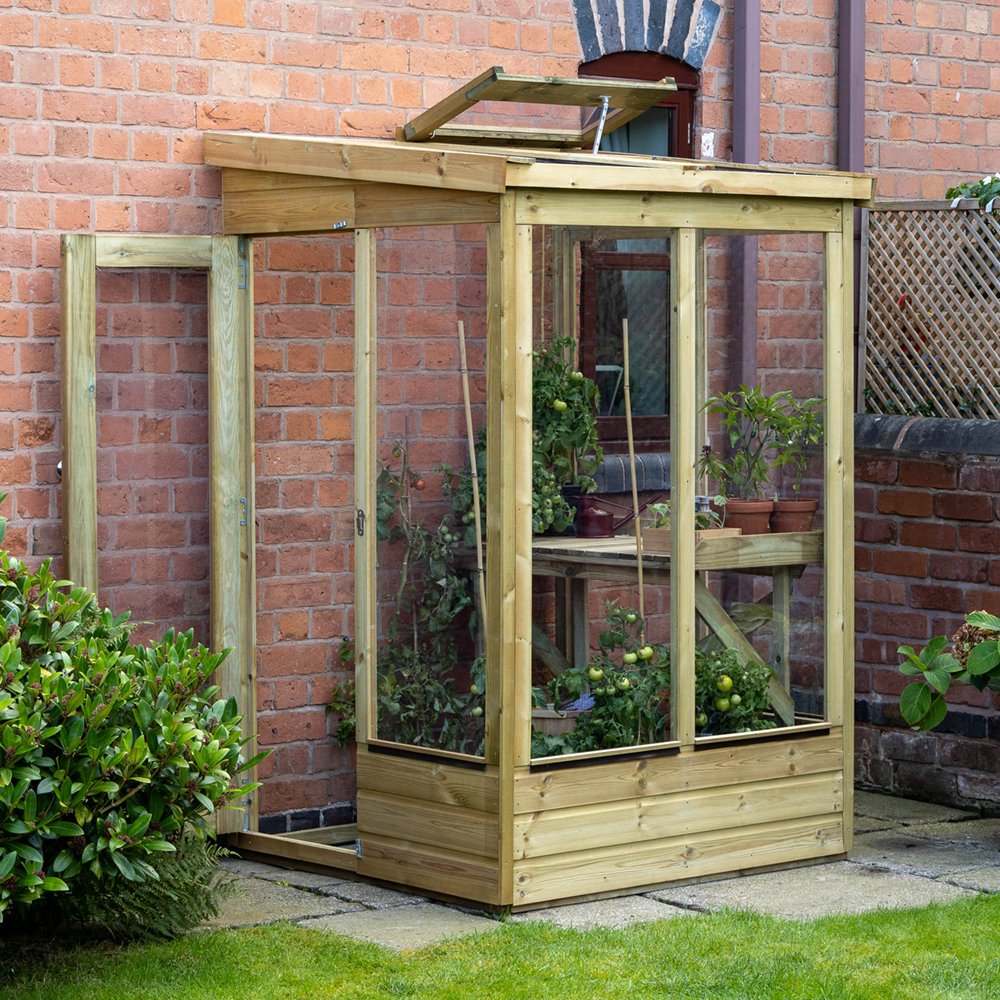 Forest 4x4m Lean To Greenhouse Open Back - elbec garden buildings