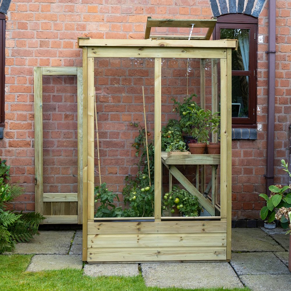 Forest 4x4m Lean To Greenhouse Open Back - elbec garden buildings