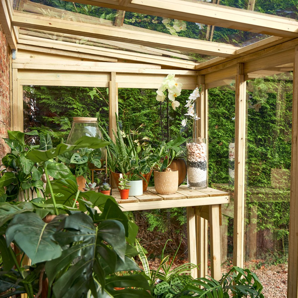 Forest 4x8ft Lean To Greenhouse Open Back - elbec garden buildings