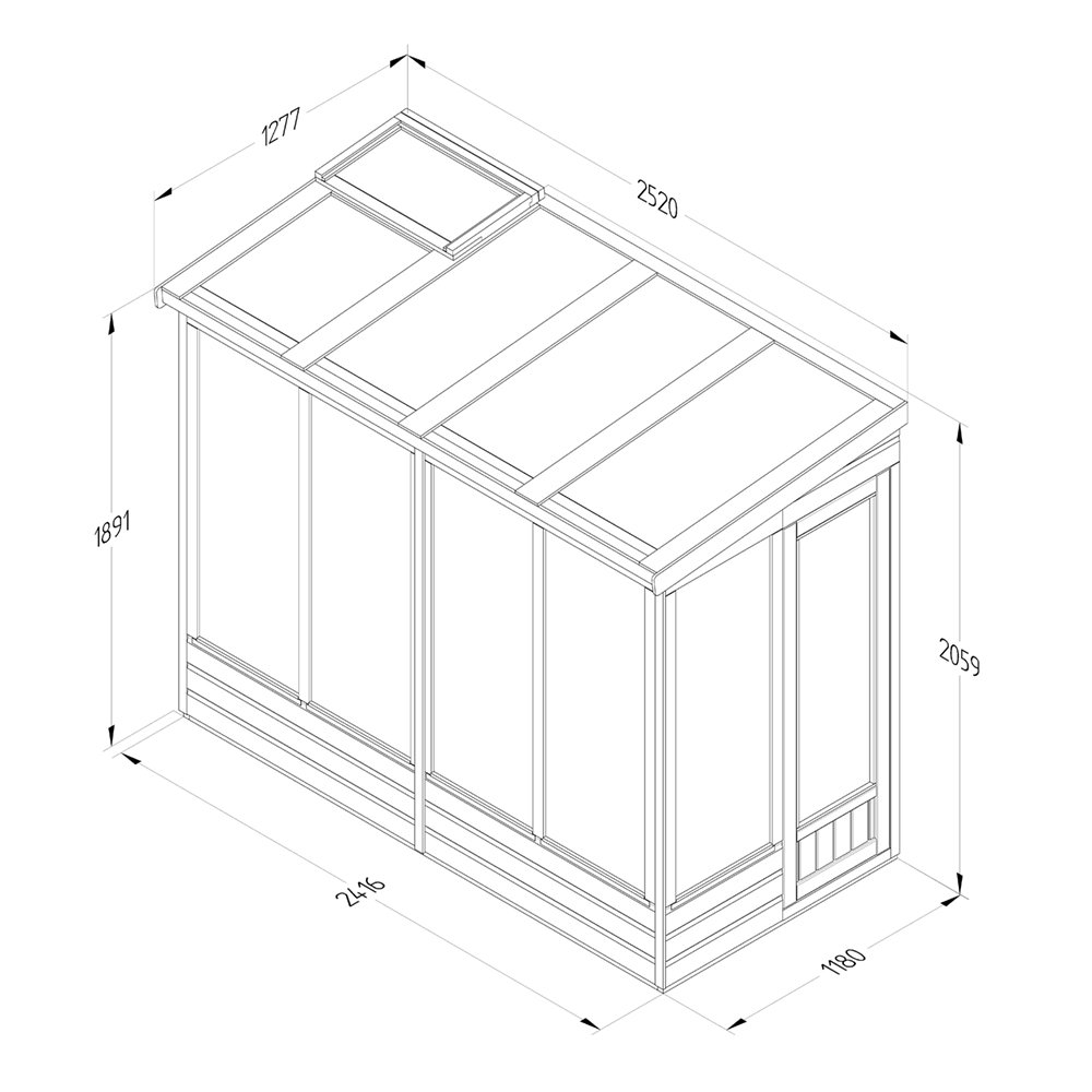 Forest 4x8ft Lean To Greenhouse Open Back - elbec garden buildings