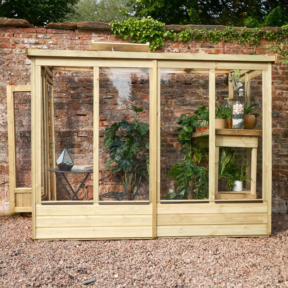 Forest 4x8ft Lean To Greenhouse Open Back - elbec garden buildings