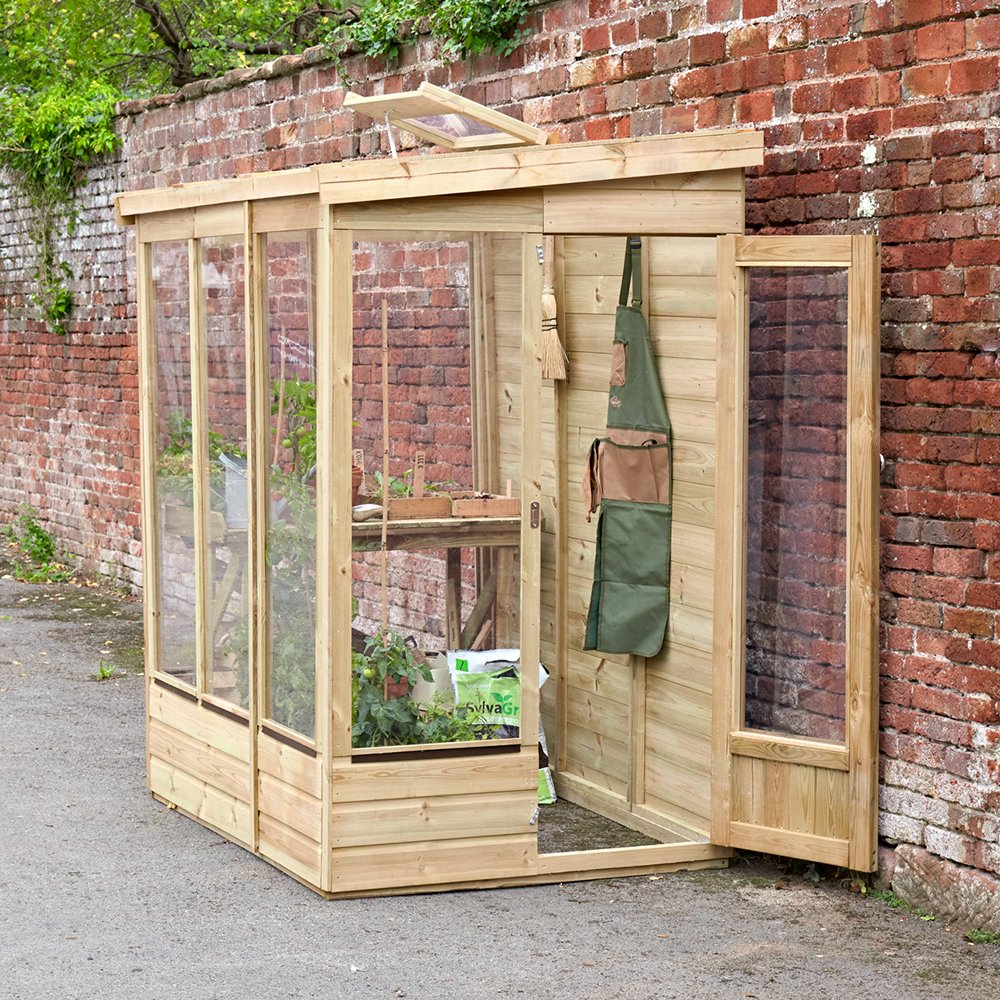 Forest 4x6ft Lean To Greenhouse Solid Back - elbec garden buildings