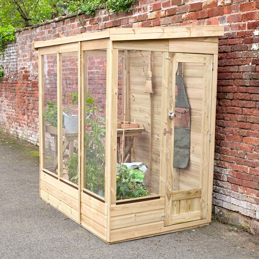 Forest 4x6ft Lean To Greenhouse Solid Back - elbec garden buildings