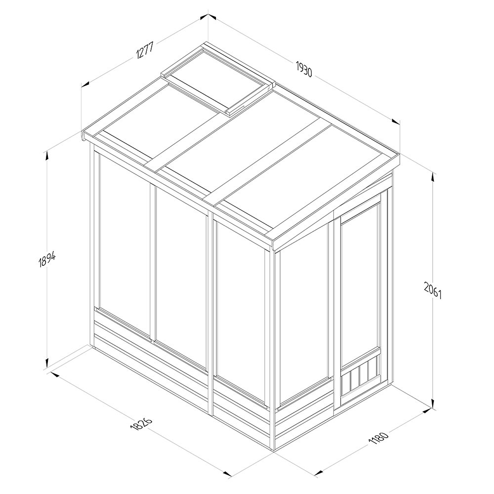 Forest 4x6ft Lean To Greenhouse Solid Back - elbec garden buildings