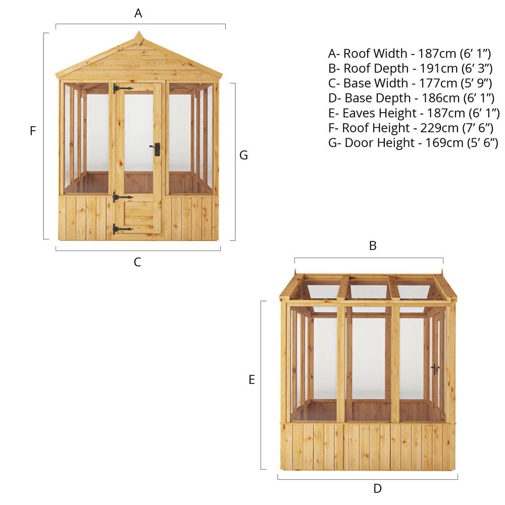 6 x 6 Mercia Woodsman Wooden Greenhouse - Styrene - elbec - elbec ...