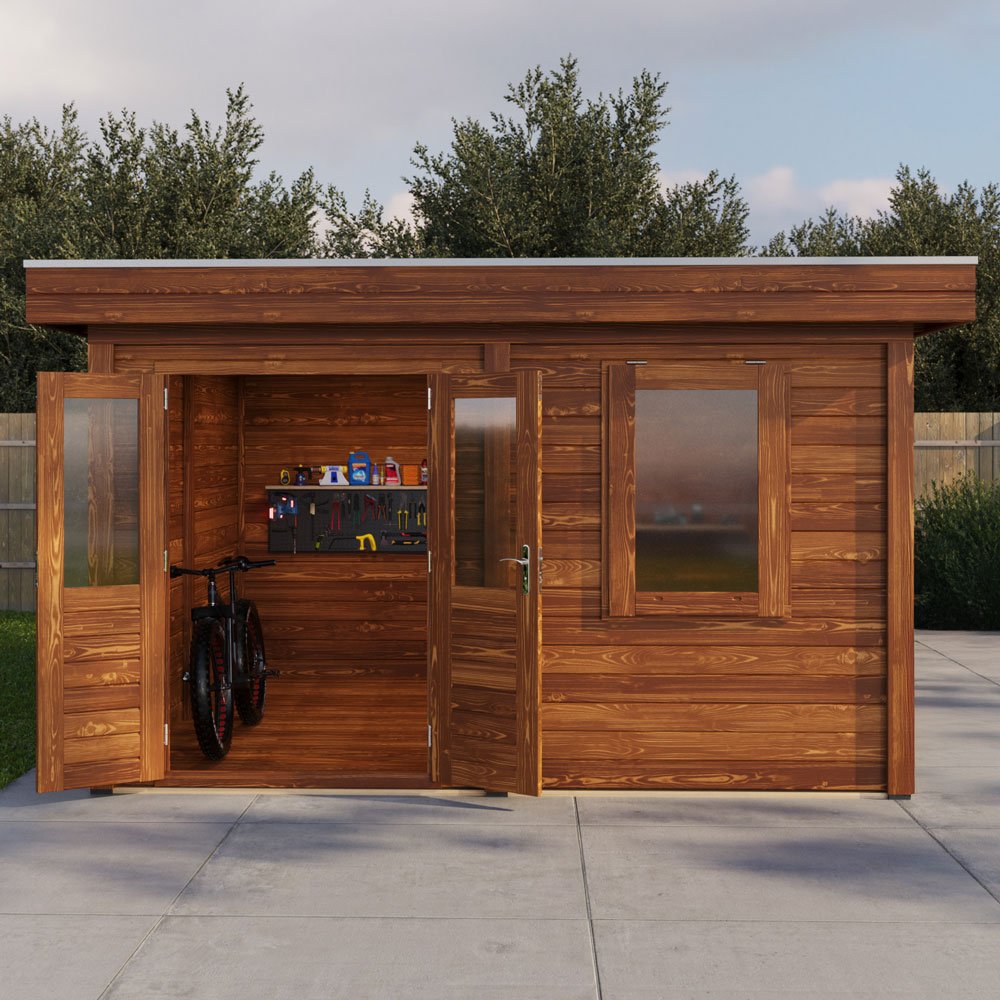 Lugarde 3.88x3.88m Bristol Summerhouse - Brown - elbec - elbec garden ...