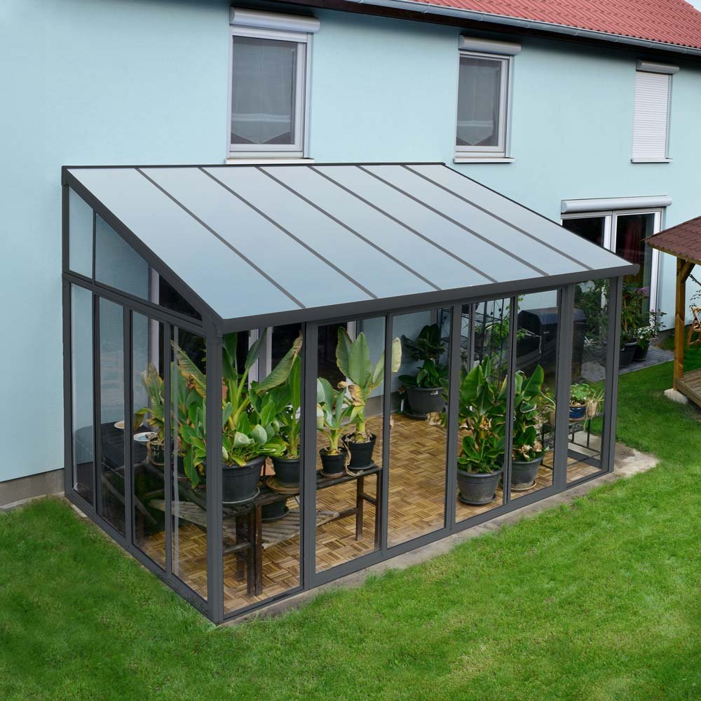 3 x 4 Palram Sanremo Conservatory Grey - elbec garden buildings