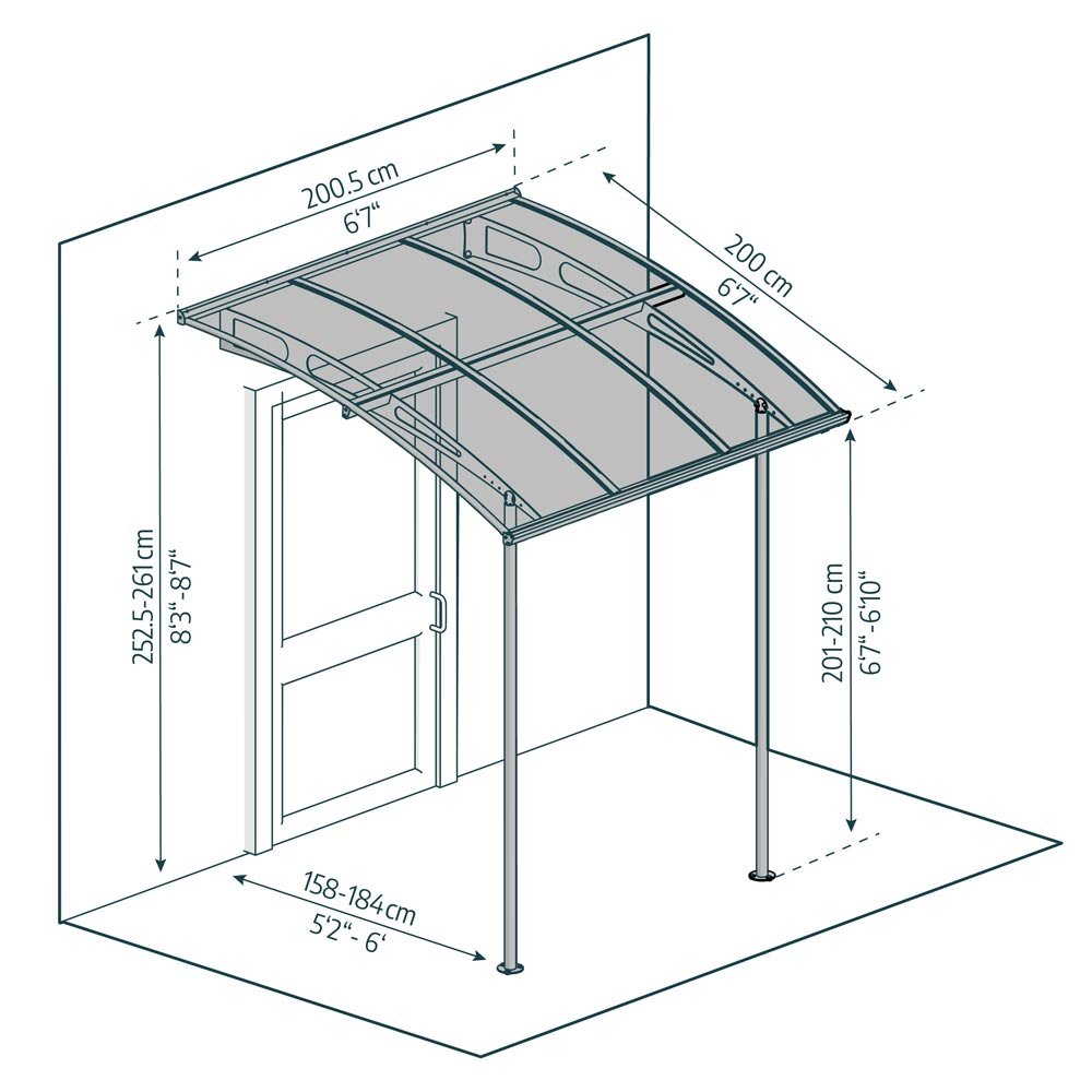 2m x 2m Palram Canopia Vega Door Canopy - elbec - elbec garden buildings