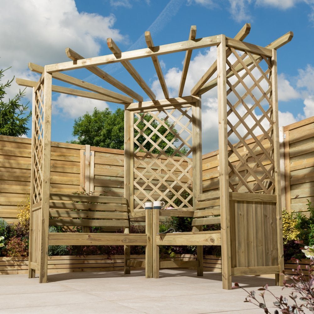 Rowlinson Pemberley Corner Arbour Seat - Pressure Treated - elbec ...