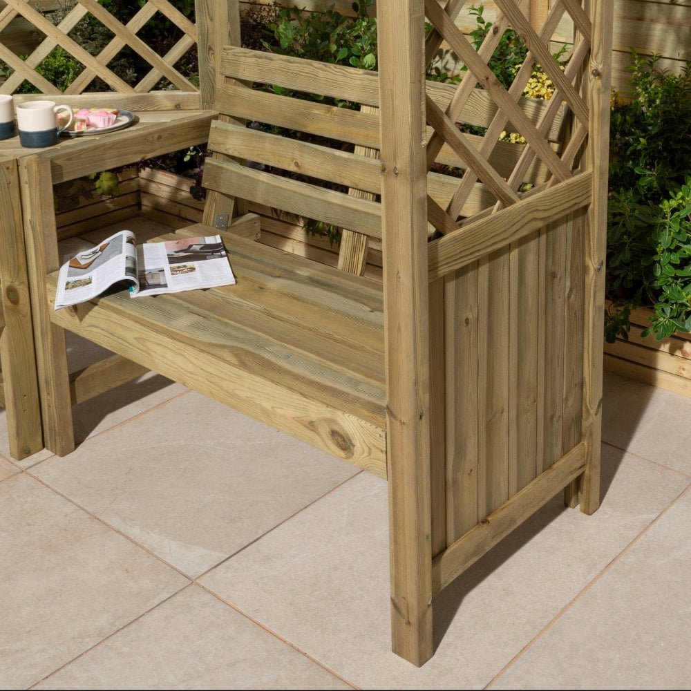 Rowlinson Pemberley Corner Arbour Seat - Pressure Treated - elbec ...