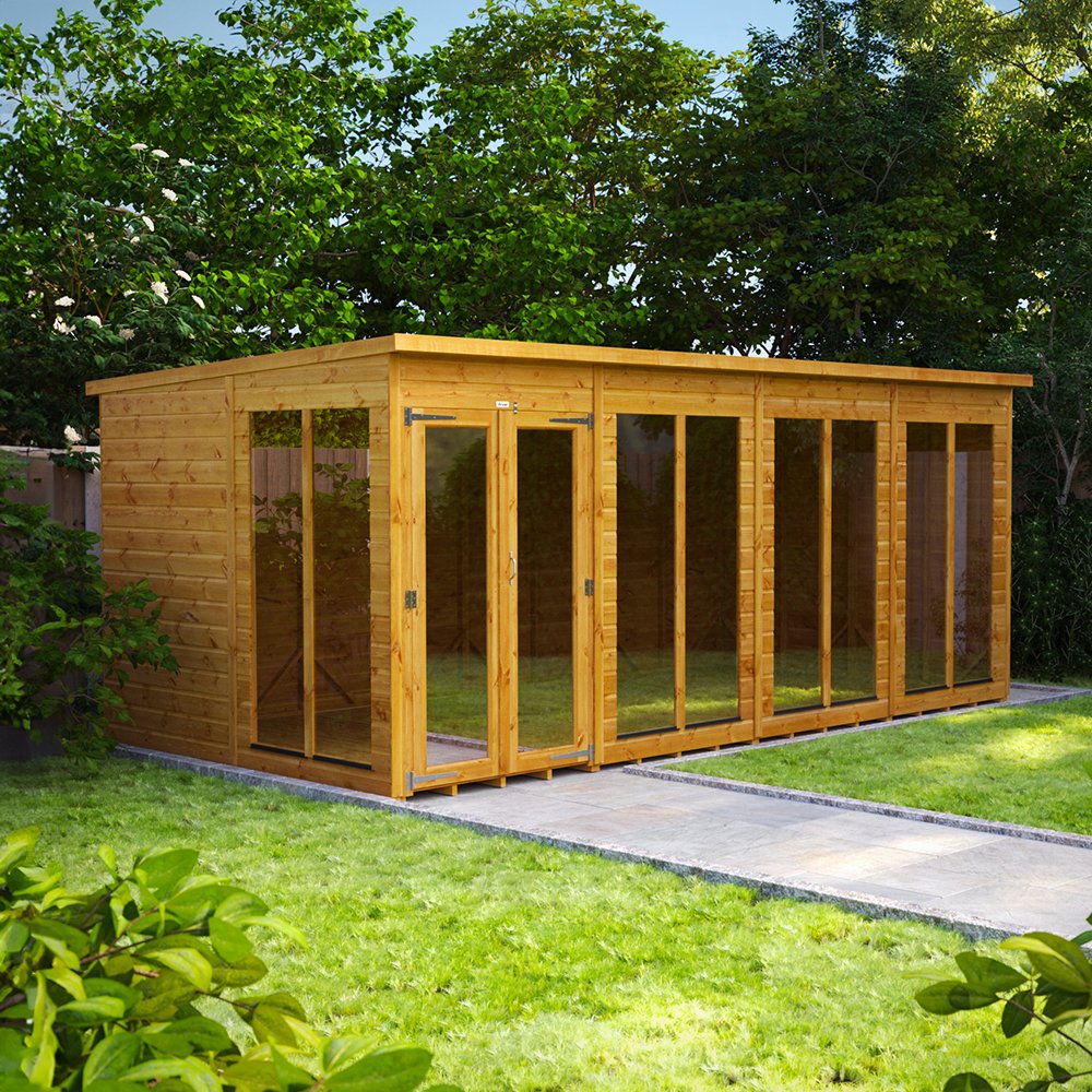 Powersheds 16x8 Pent Summerhouse - elbec garden buildings