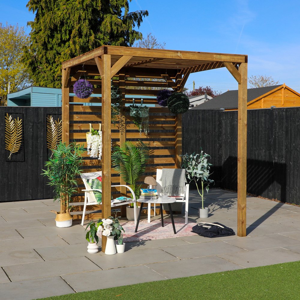 2m x 2m Mercia Modern Wooden Pergola - elbec - elbec garden buildings