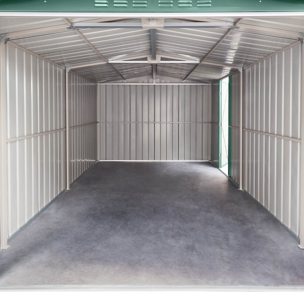 10 x 15 Globel Dual Door Workshop Garage - Green - elbec garden buildings