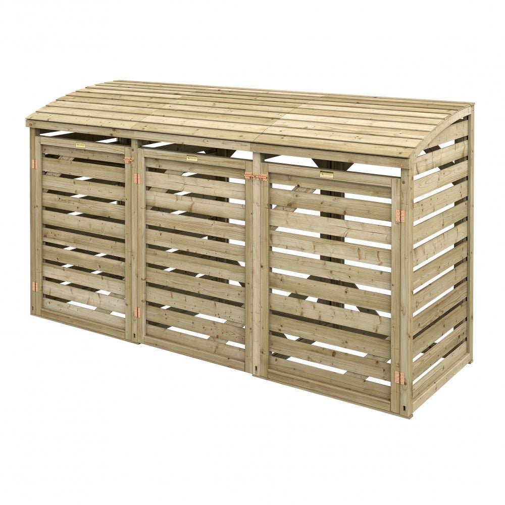 Double Wheelie Bin Store with Single Recycling Box Store Combo - elbec ...