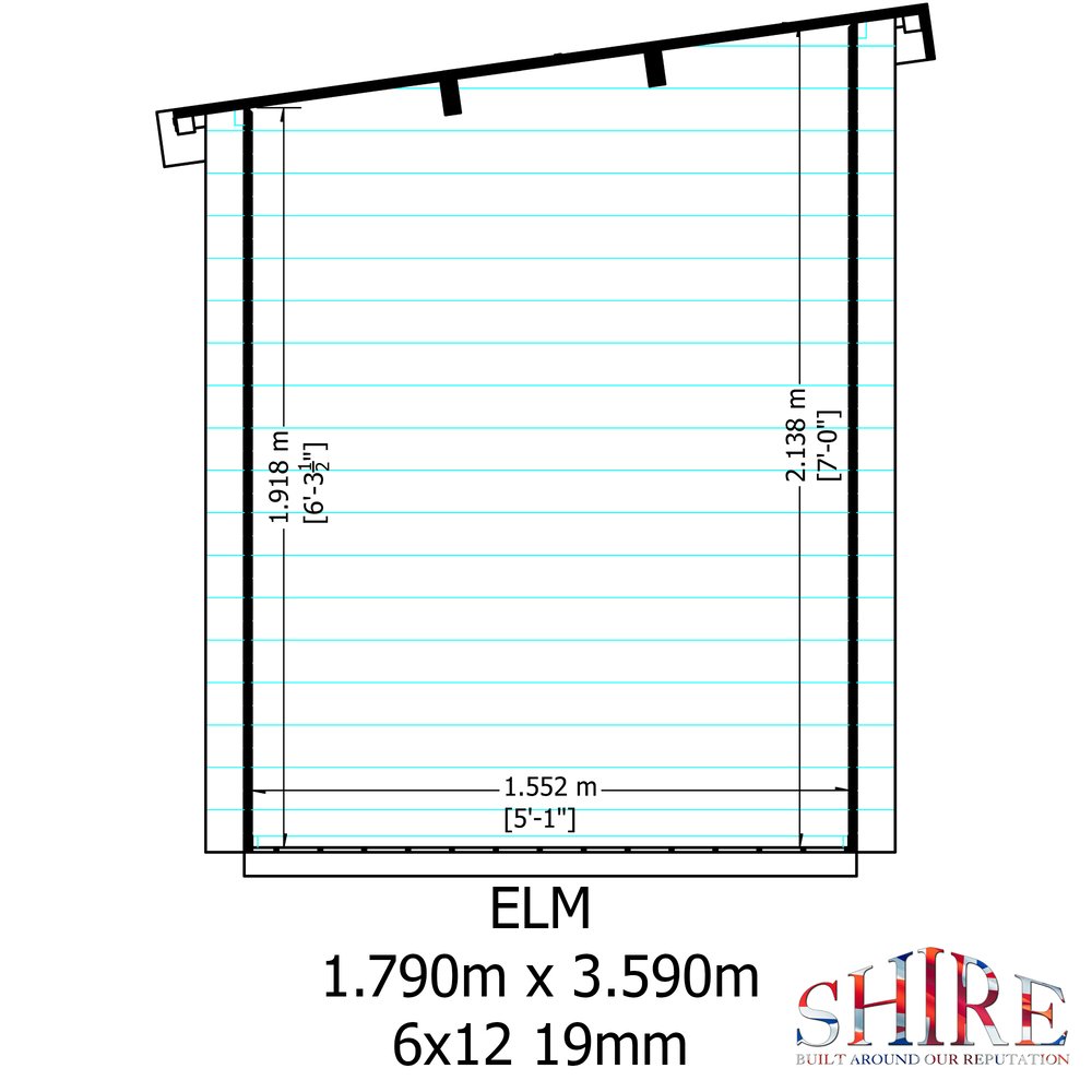 6G x 12 Shire Elm Log Cabin with Side Shed in 19mm Logs - elbec garden ...