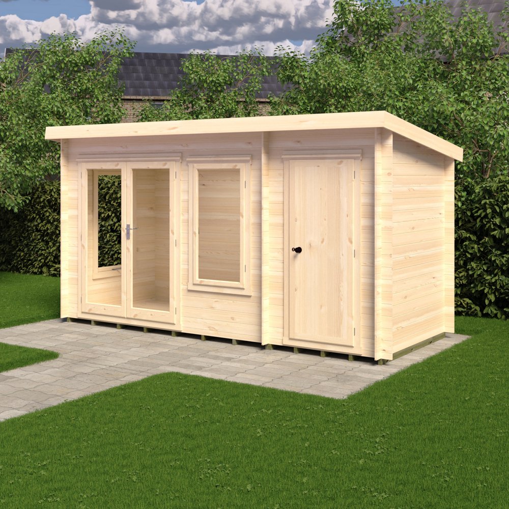 6G x 14 Shire Elm Log Cabin with Side Shed in 19mm Logs - elbec garden ...