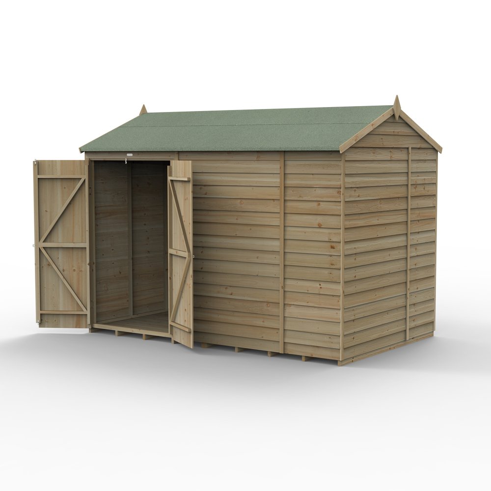 10x6 Forest 4Life Reverse Apex Windowless Shed with Double Doors ...