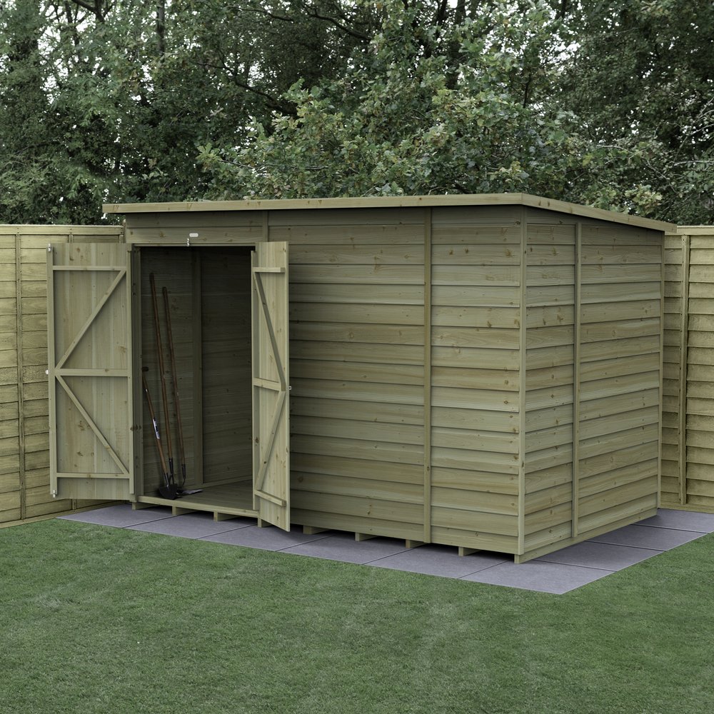 10x6 Forest 4Life Pent Windowless Shed with Double Doors - elbec ...