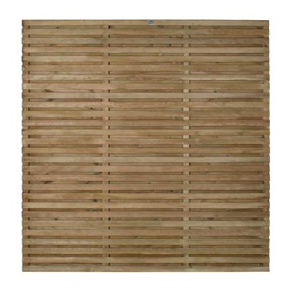 6ft High Forest Contemporary Double-Sided Slatted Gate - Pressure Treat ...