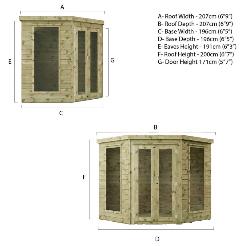 7 x 7 Mercia Premier Corner Summerhouse - elbec garden buildings