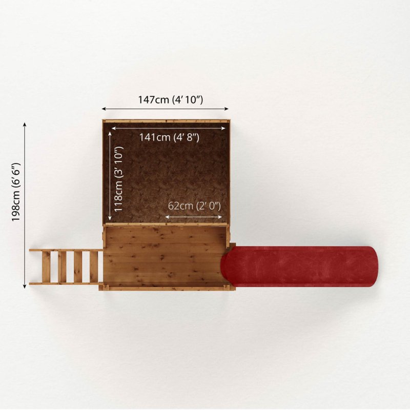 5x7 (1.50m x 1.98m) Mercia Poppy Tower Playhouse with Slide - elbec garden buildings