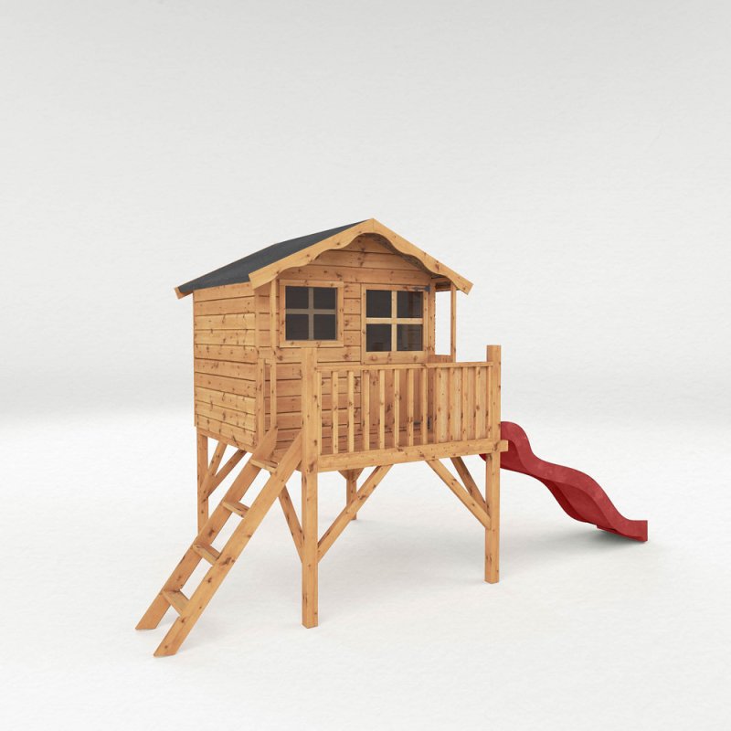 5x7 (1.50m x 1.98m) Mercia Poppy Tower Playhouse with Slide - elbec garden buildings