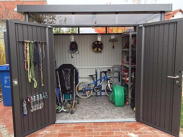 9 x 6 Biohort HighLine H2 Metal Shed - Double Door - elbec garden buildings