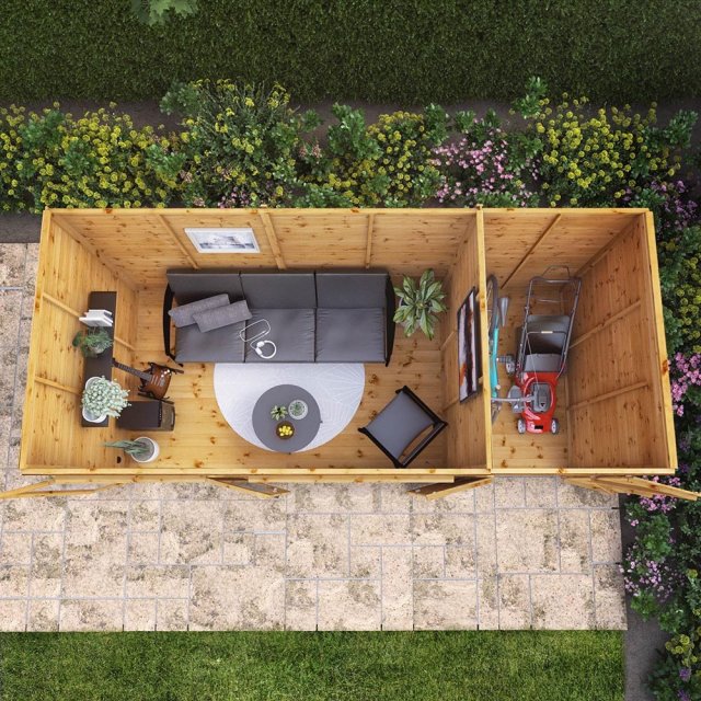 14 x 6 Maine Summerhouse with Side Shed - elbec garden buildings