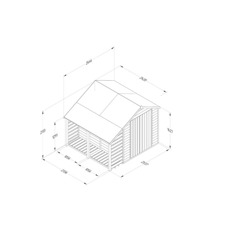 Forest 8x6 4Life Apex Shed With Lean-to - No Windows - elbec garden ...
