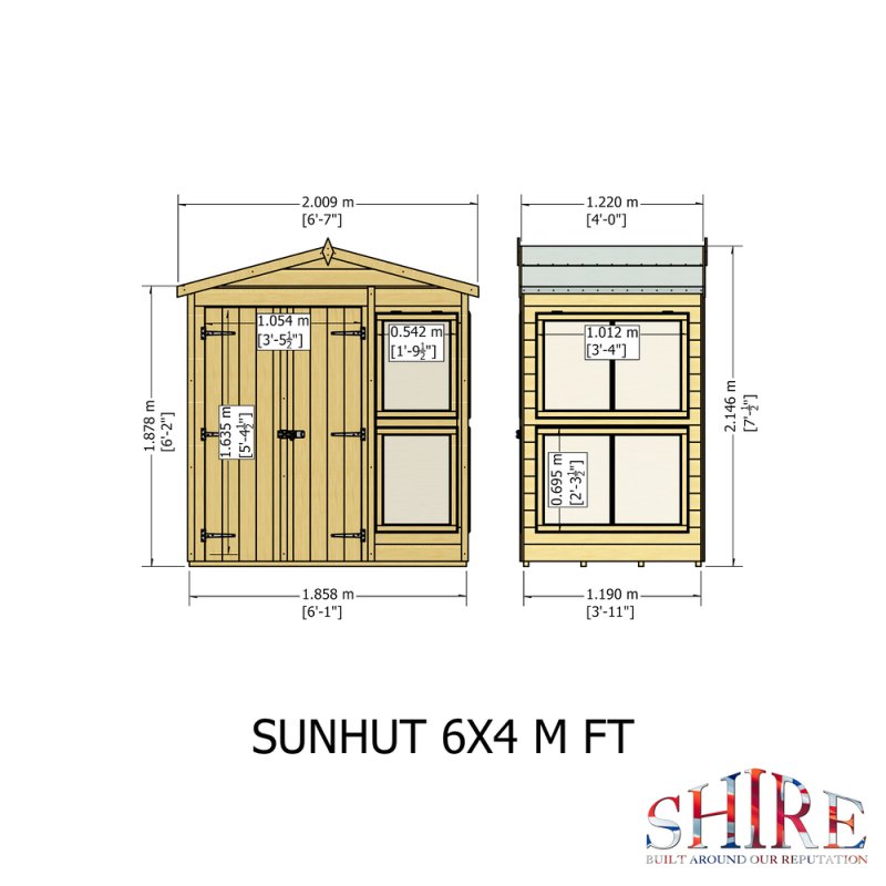 6 x 4 Shire Sun Hut Apex Wooden Greenhouse - elbec garden buildings
