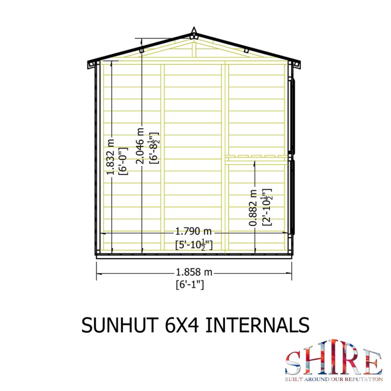 6 x 4 Shire Sun Hut Apex Wooden Greenhouse - elbec garden buildings