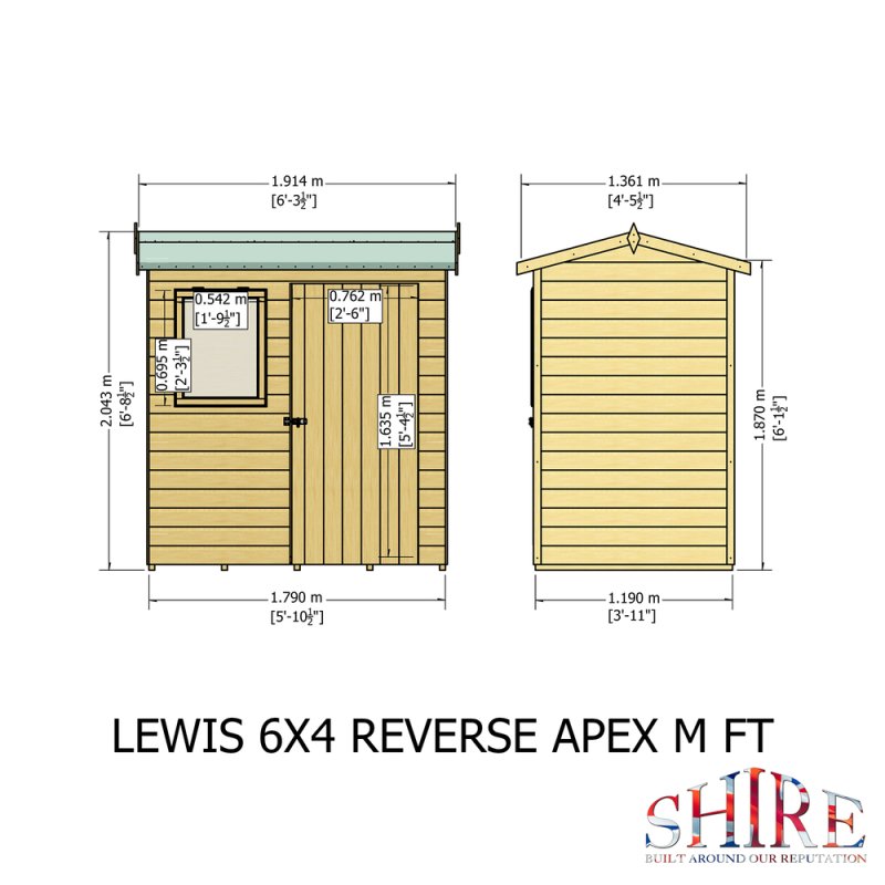 6x4 Shire Premium Reverse Apex Shed Door in Right - elbec garden buildings