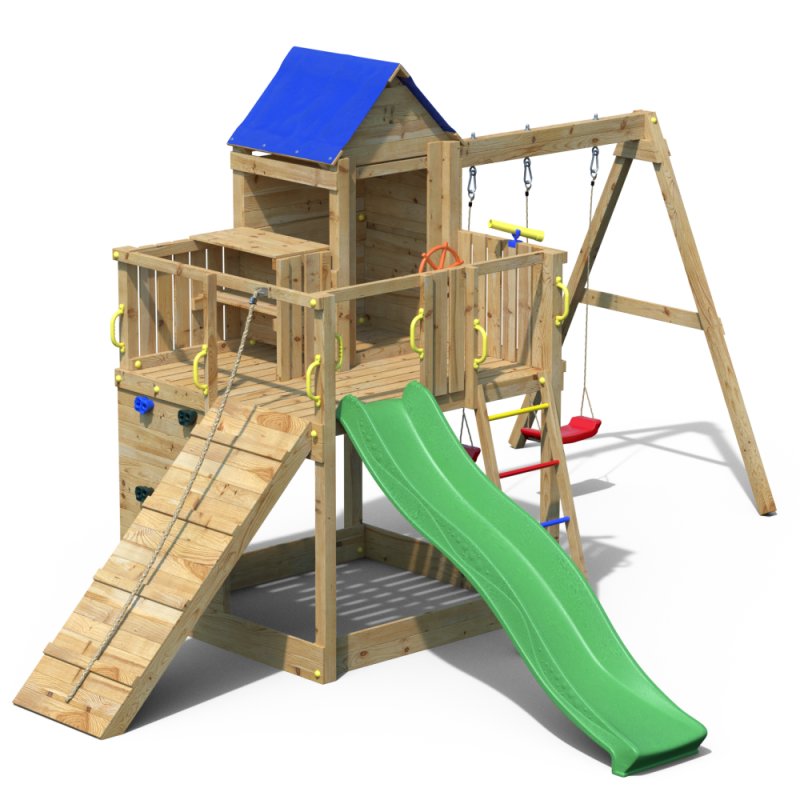 Shire Treehouse & Double Swing & Slide - elbec garden buildings