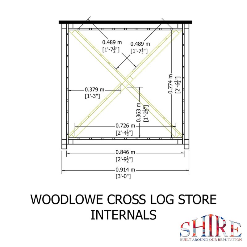 Shire Country Woodlowe Cross Log Store 3x1 - elbec garden buildings