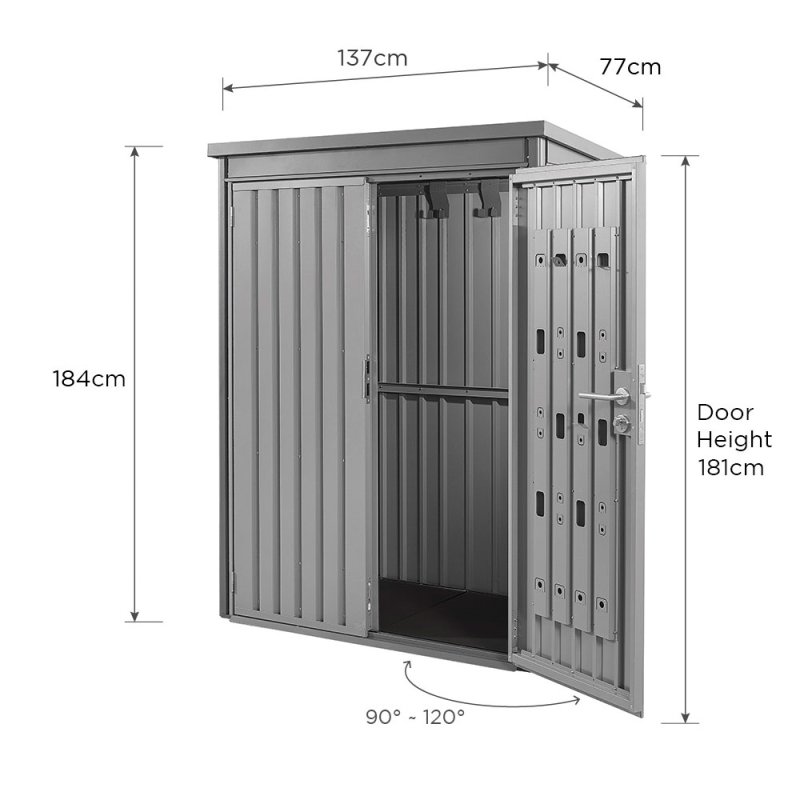 Hex Living Weston Pent Metal Shed 4 x 2 Grey - elbec garden buildings