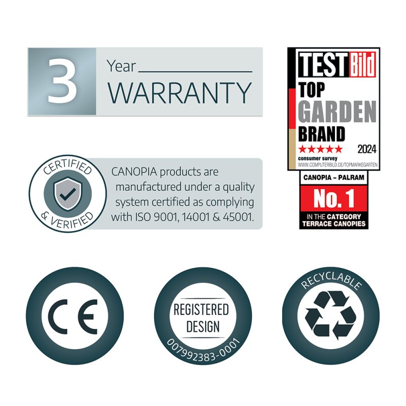 Palram Canopia Nancy 3000 Door Canopy Grey 10x3 - elbec garden buildings