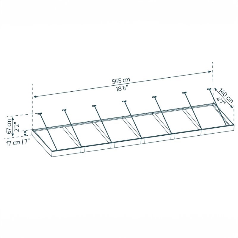 19x5 Palram Sophia XL Grey Clear Door Canopy - elbec garden buildings