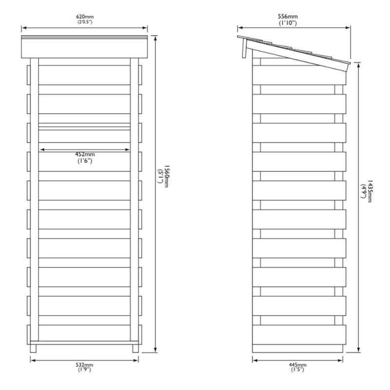 2x2 Rowlinson Narrow Log Store - elbec garden buildings