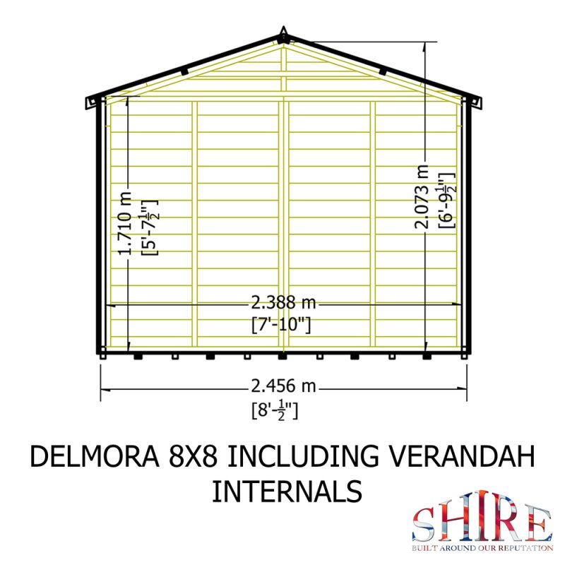 8 x 8 Shire Delmora Summerhouse with verandah - elbec garden buildings