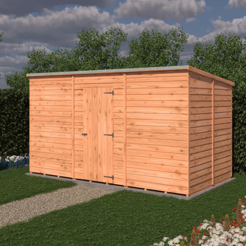 12x6 Shire Value Windowless Overlap Pent Shed - elbec garden buildings