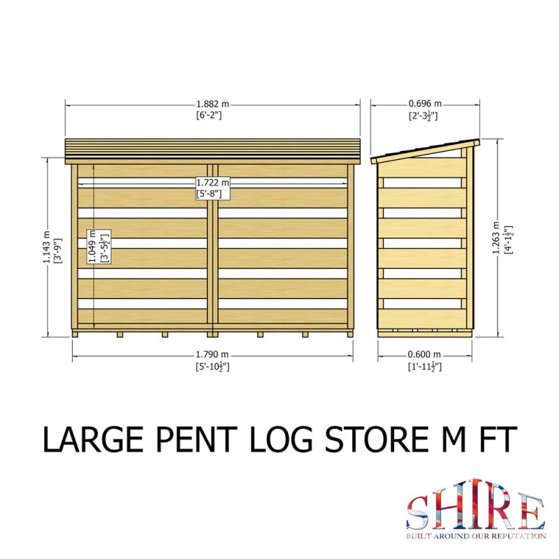 6x3 Shire Large Pent Log Store - Pressure Treated - elbec garden buildings