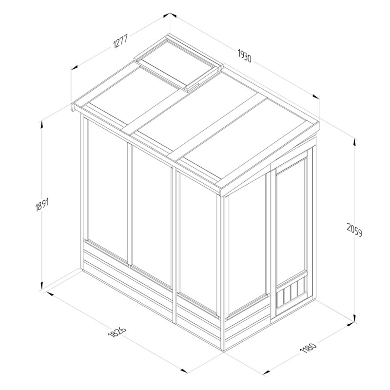 Forest 4x6ft Lean To Greenhouse Open Back - elbec garden buildings