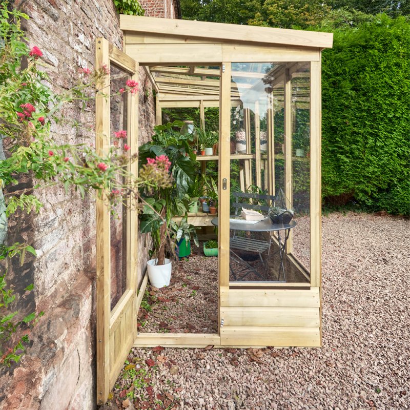 Forest 4x8ft Lean To Greenhouse Open Back - elbec garden buildings