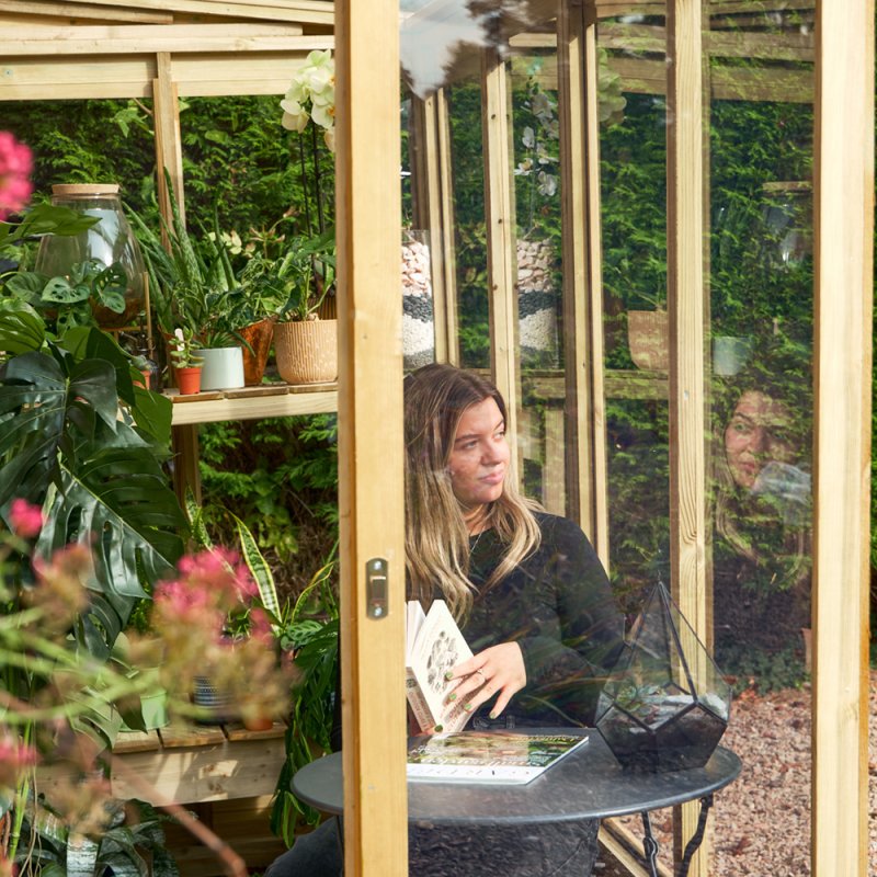 Forest 4x8ft Lean To Greenhouse Open Back - elbec garden buildings
