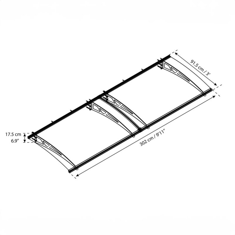 3m x 0.9m Palram Canopia Altair Door Canopy - elbec - elbec garden ...